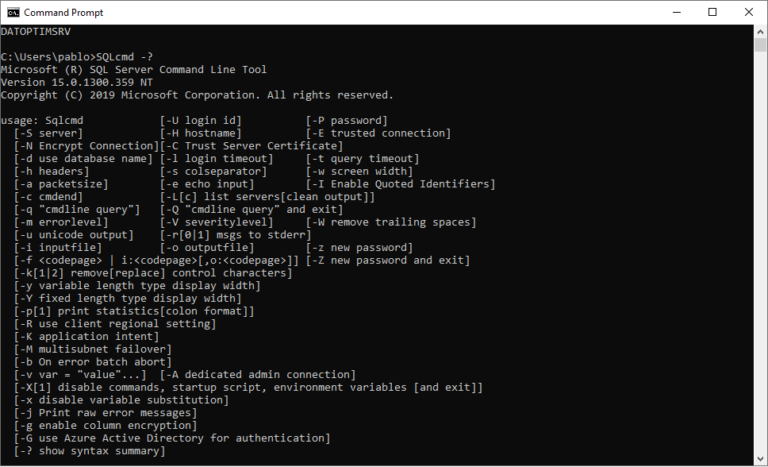 Cómo usar SQLCMD con SQL Server - DATOPTIM