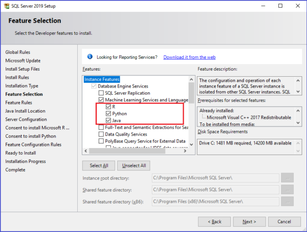 Instalar Language Extensions en SQL Server - DATOPTIM